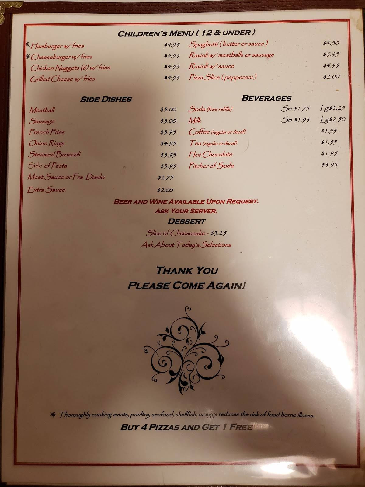 Menu at Paesano's Pasta House Restaurant, Naugatuck