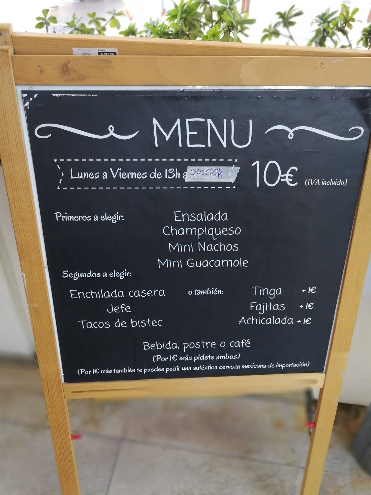 Carta del restaurante Panchito, Barcelona, La Maquinista