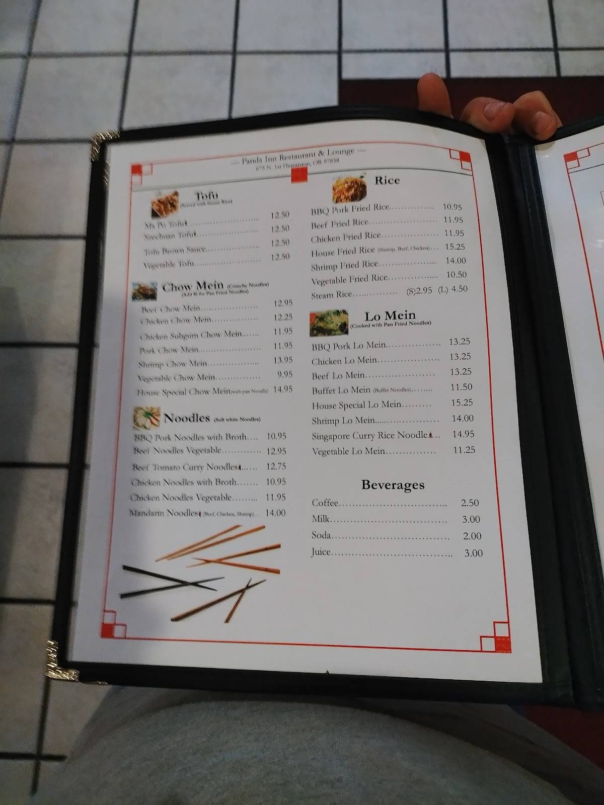 Menu at Panda Inn Restaurant & Lounge, Hermiston