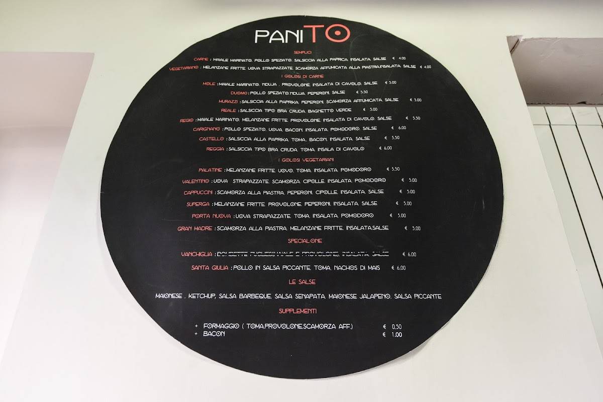 Menu da Paninoteca Torino - Fast Food Panito Original Pitteria, Torino