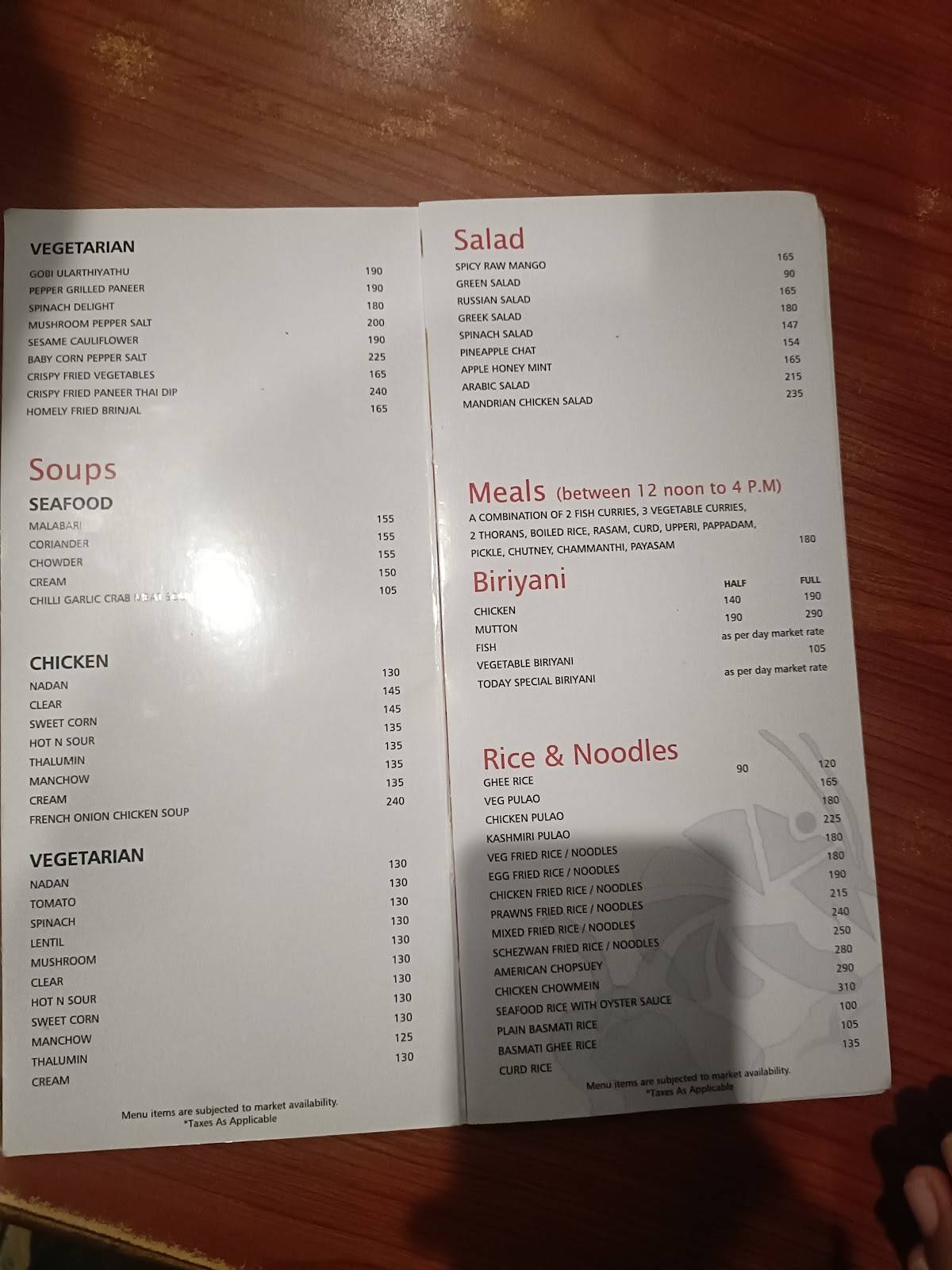 Menu at Paragon Restaurant, Kozhikode, Kannur Rd