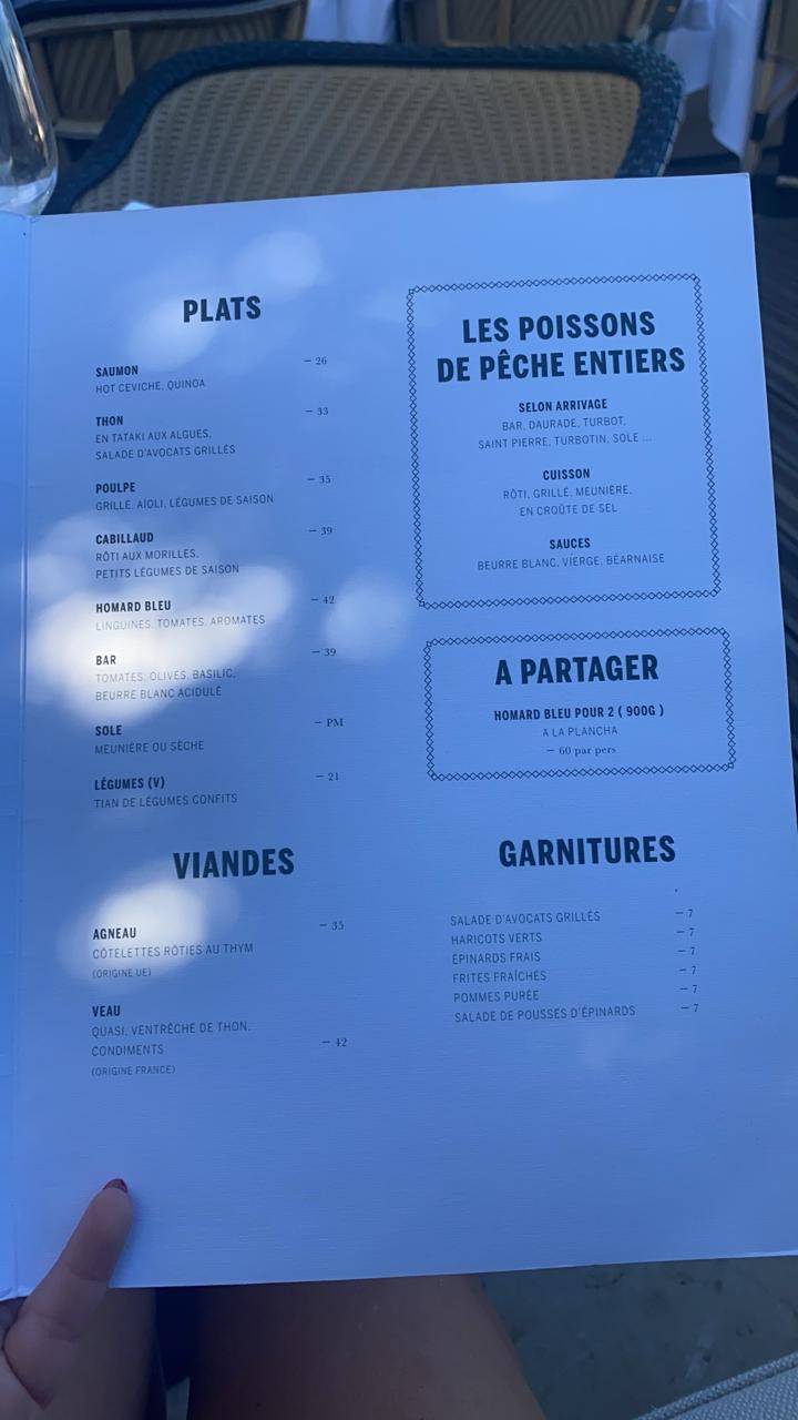 Menu at Girafe Restaurant, Paris