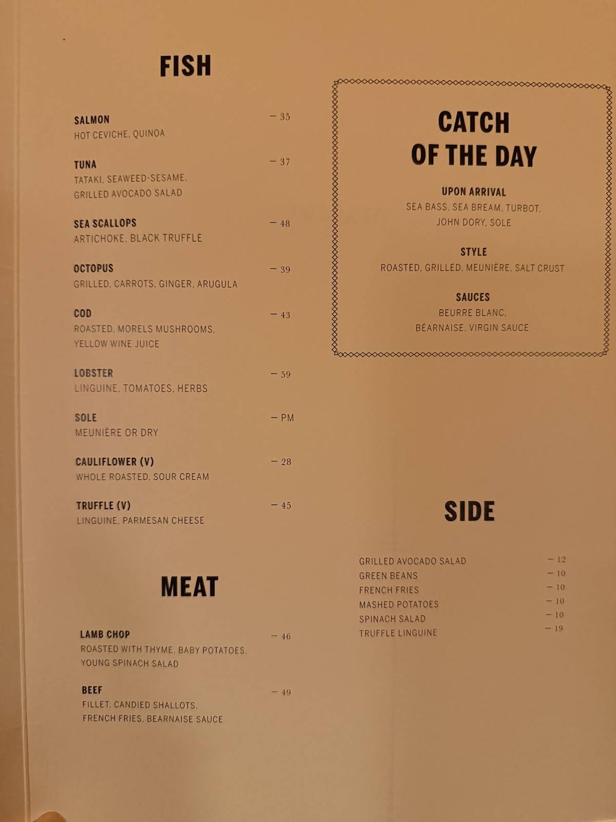 Menu at Girafe Restaurant, Paris