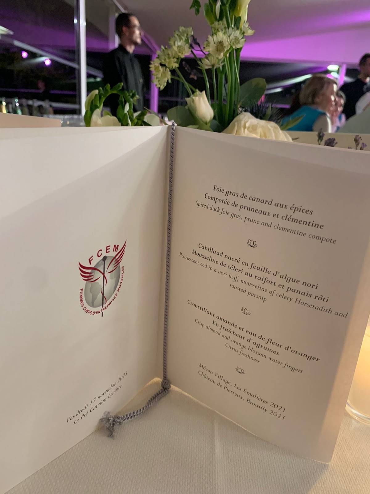 Menu at Le Pré Catelan restaurant, Paris, Bois de Boulogne