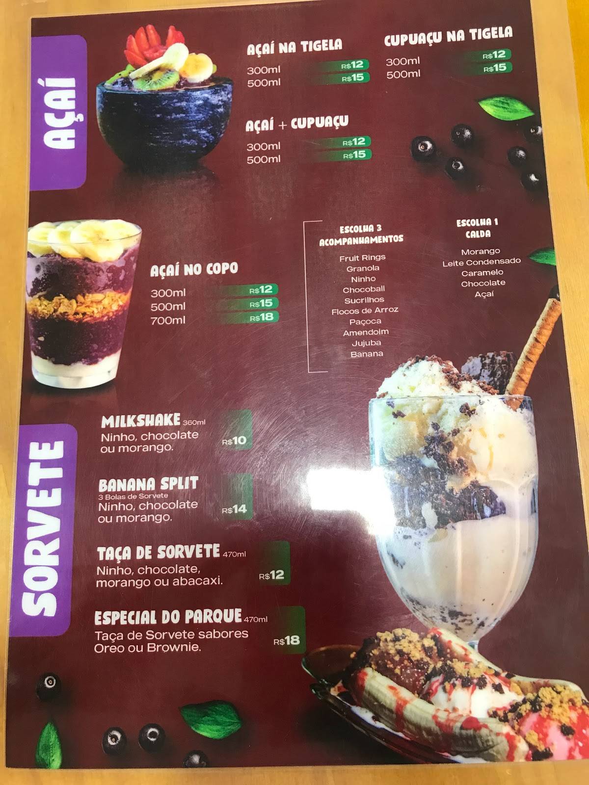 Menu at Parque do Açaí - Taguatinga restaurant, Brasília