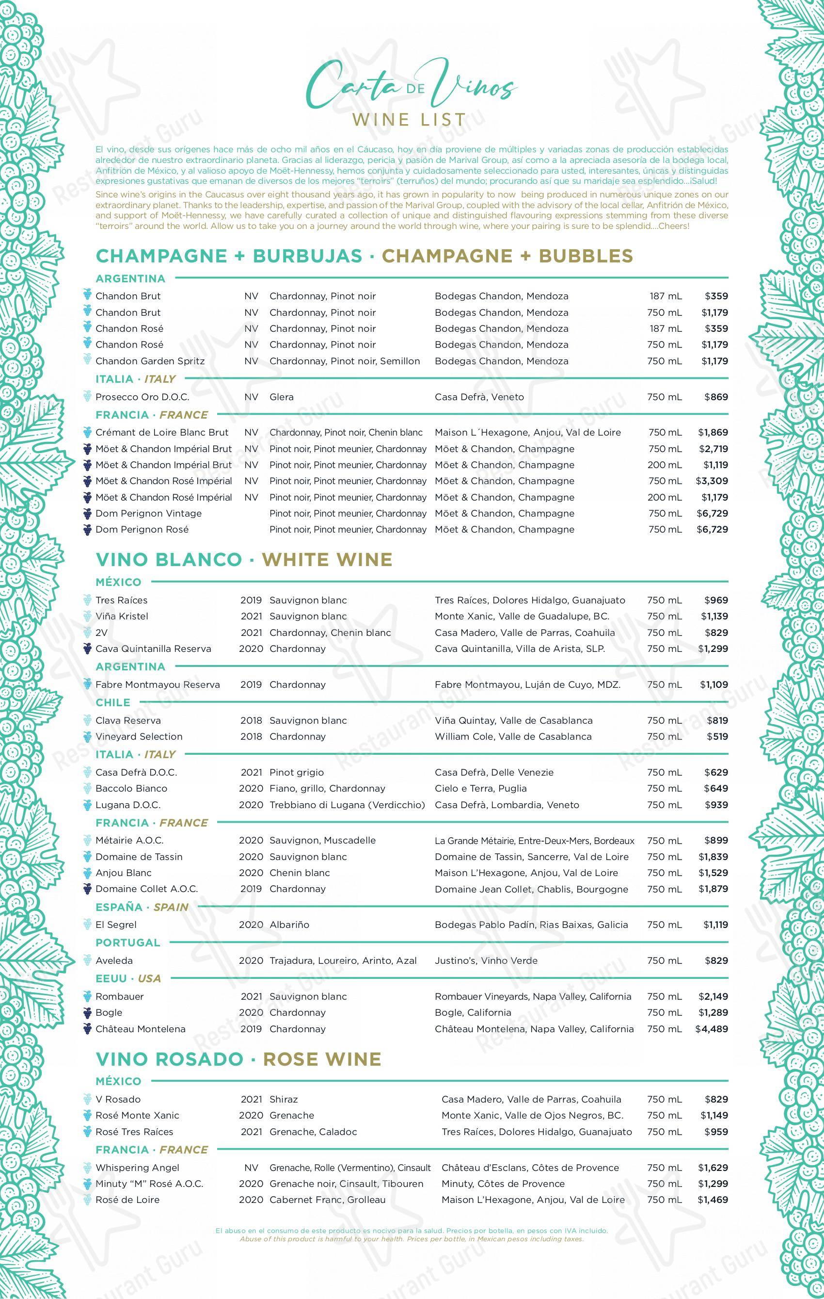 Menu at ParrotFish Punta de Mita restaurant, Punta de Mita