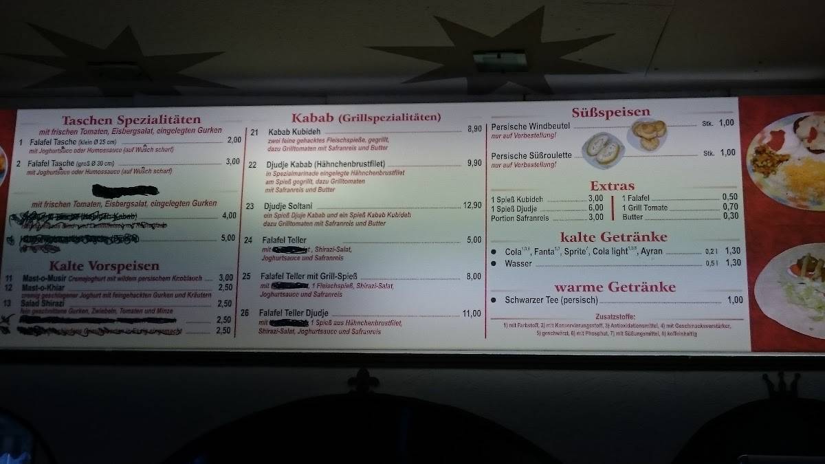 Speisekarte von Pars Grill, Persische Spezialitäten restaurant, Bochum