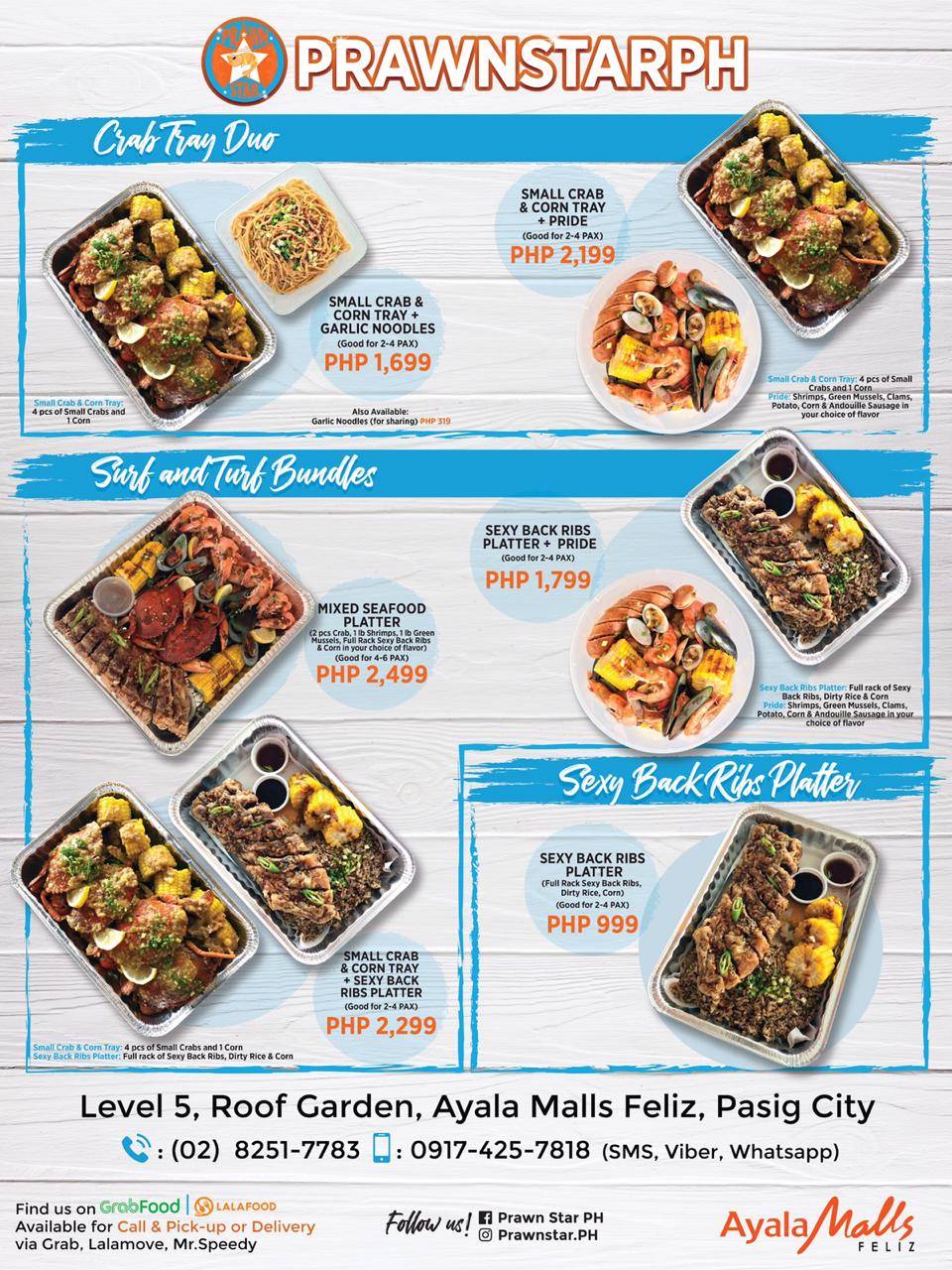 Menu at Prawn Star PH restaurant, Pasig