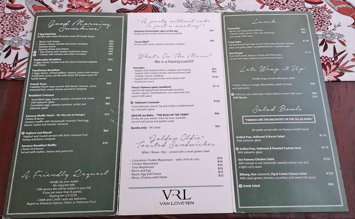 Menu at Passi Decor and Deli restaurant, Centurion