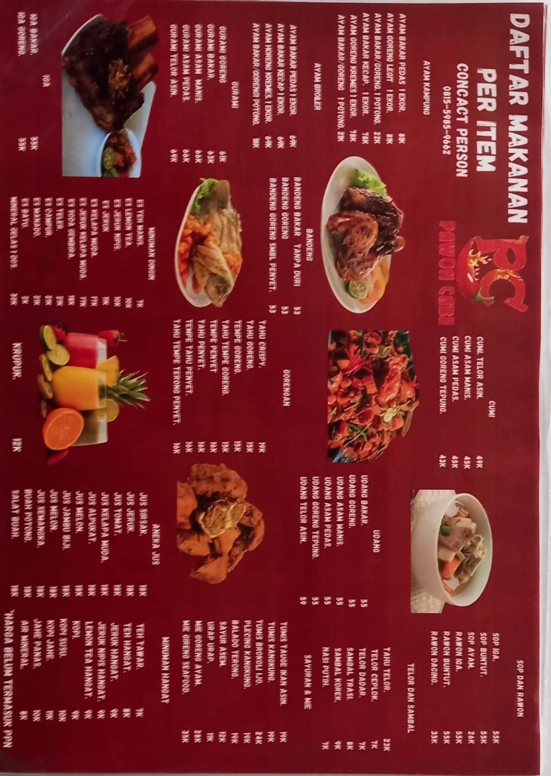 Menu at Pawon Cabe - GSK Pangsud restaurant, Gresik