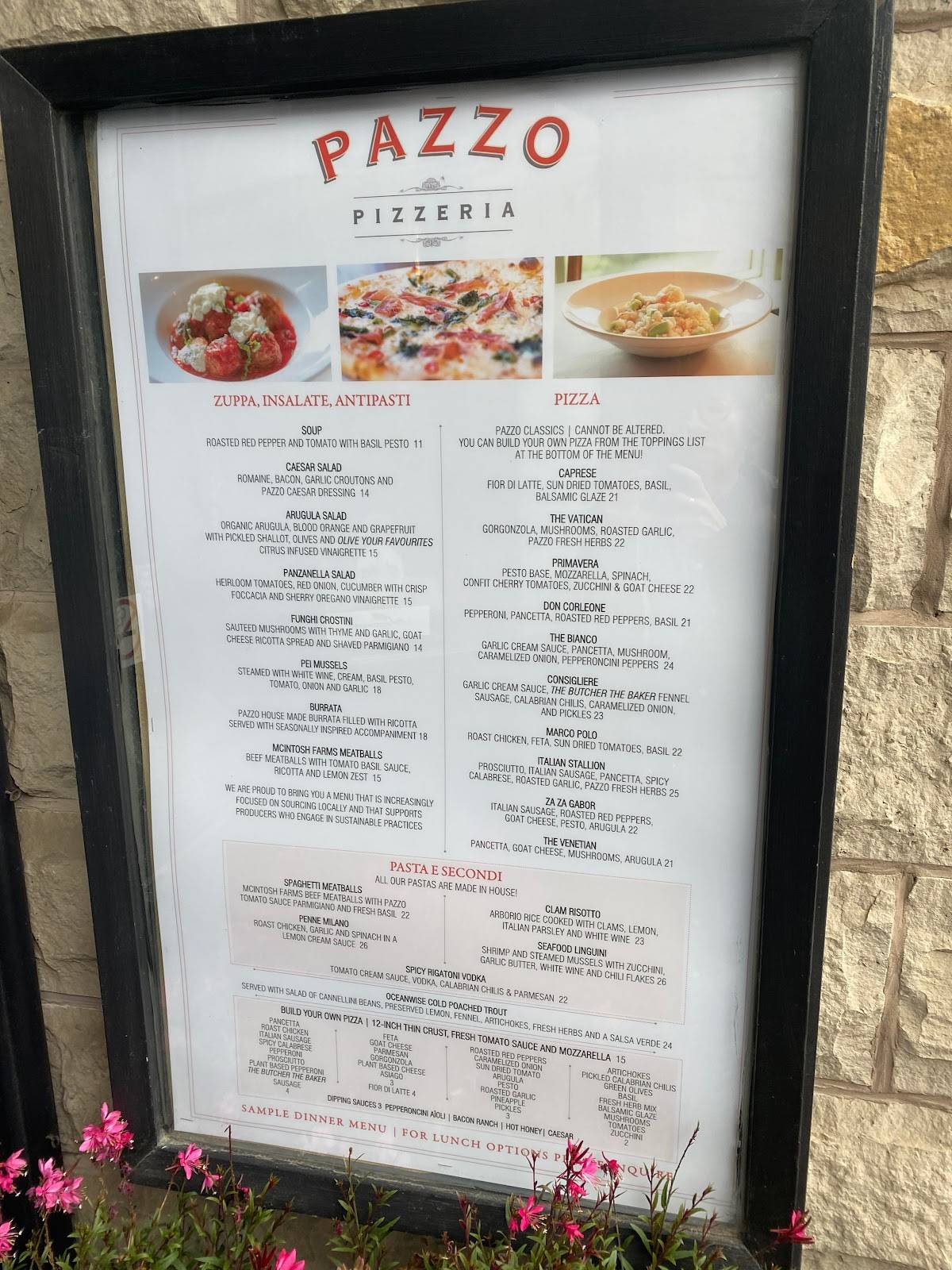 Menu at Pazzo Pizzeria, Stratford