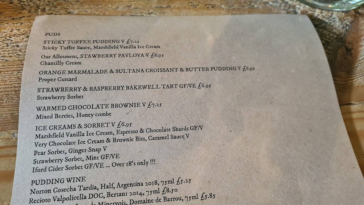 Menu at Pear Tree Inn Farmhouse Kitchen with Bar & Rooms, Melksham, Top Ln