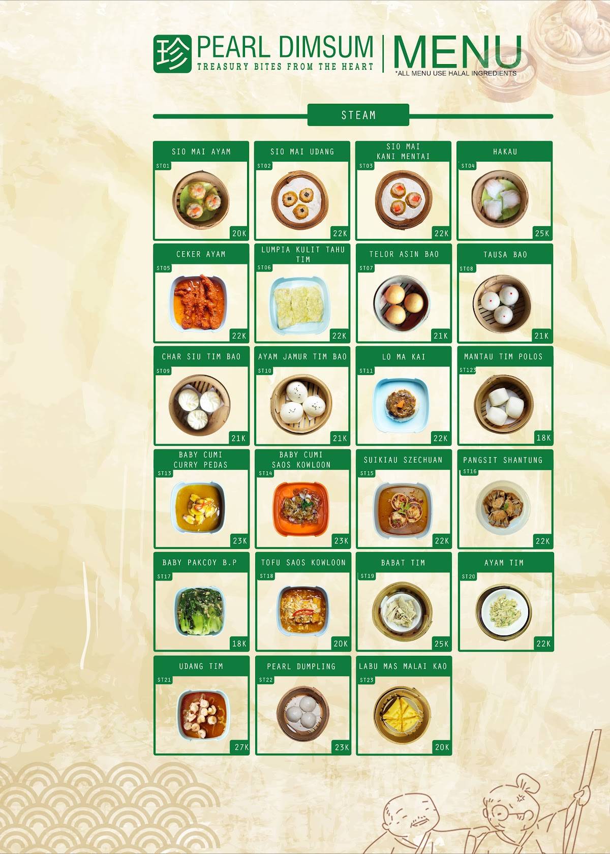Menu at Pearl Dimsum Daan Mogot restaurant, Jakarta