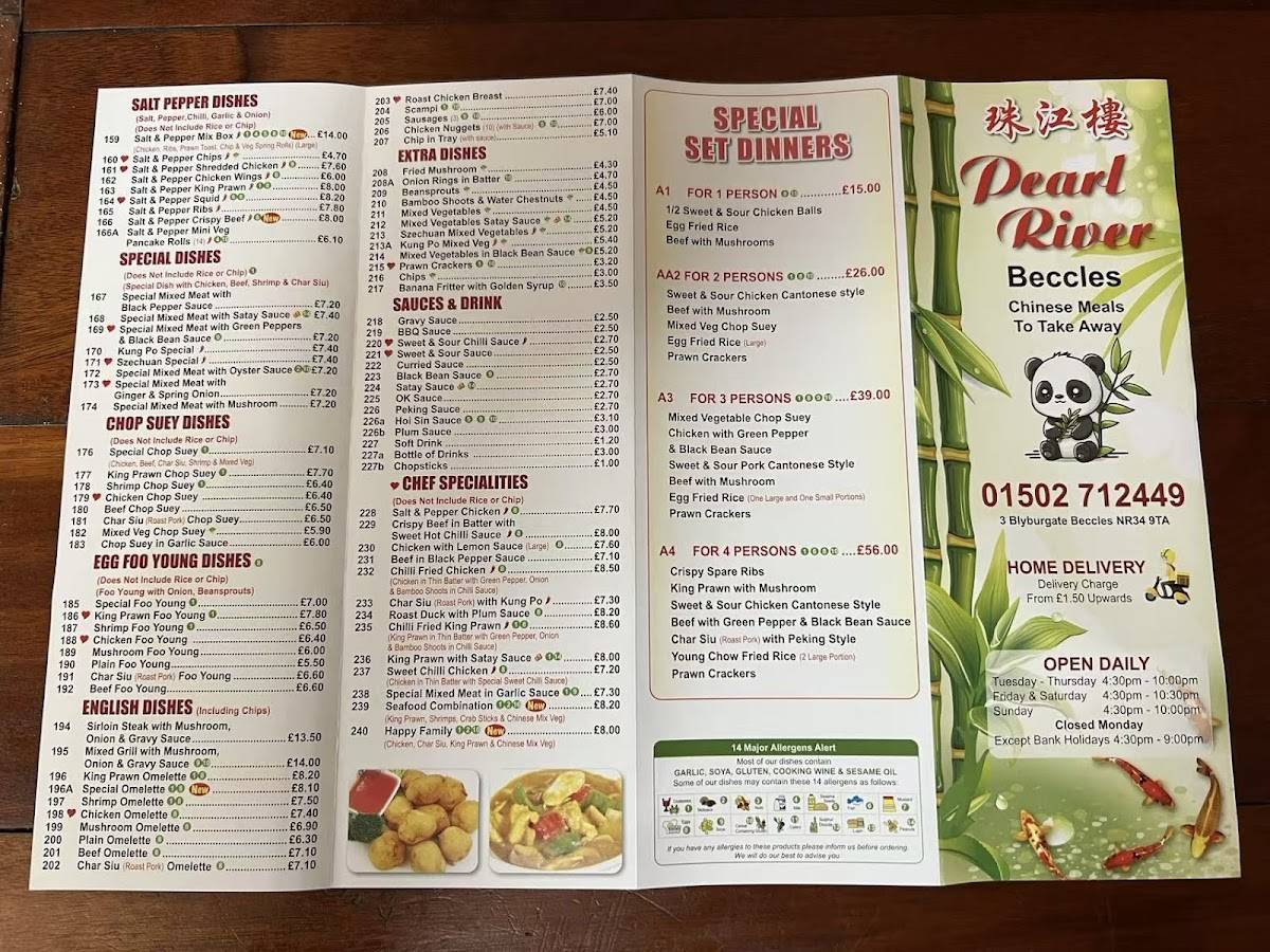 Menu at Pearl River Beccles fast food, Beccles