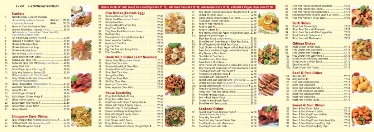 Menu at Peking City fast food, Bingley