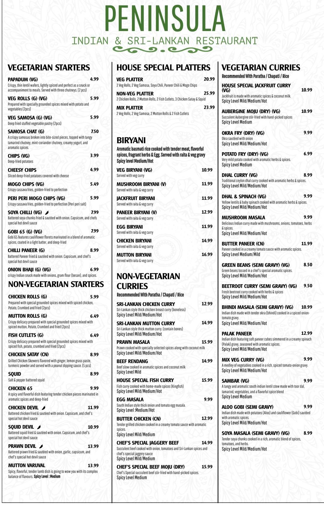 Menu at Peninsula restaurant, London, 3 Lower Grosvenor Pl