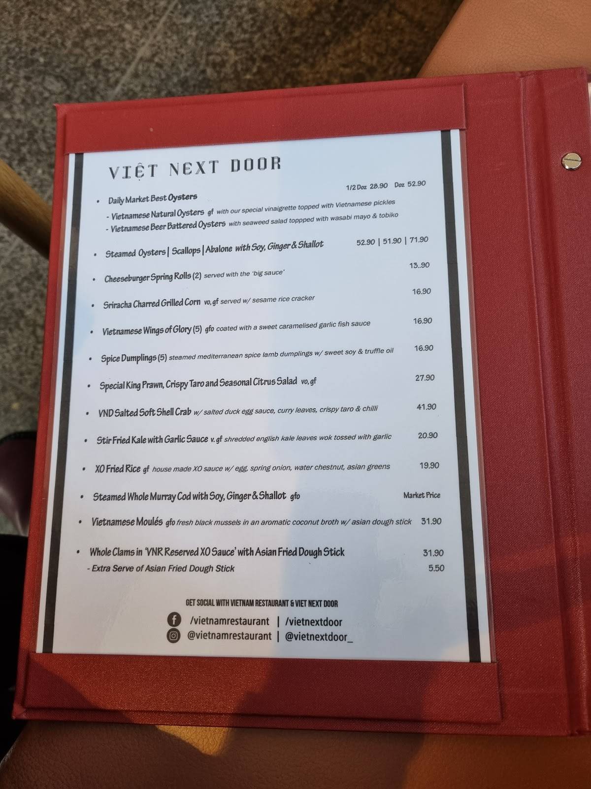 Menu at Vietnam Restaurant, Pennington