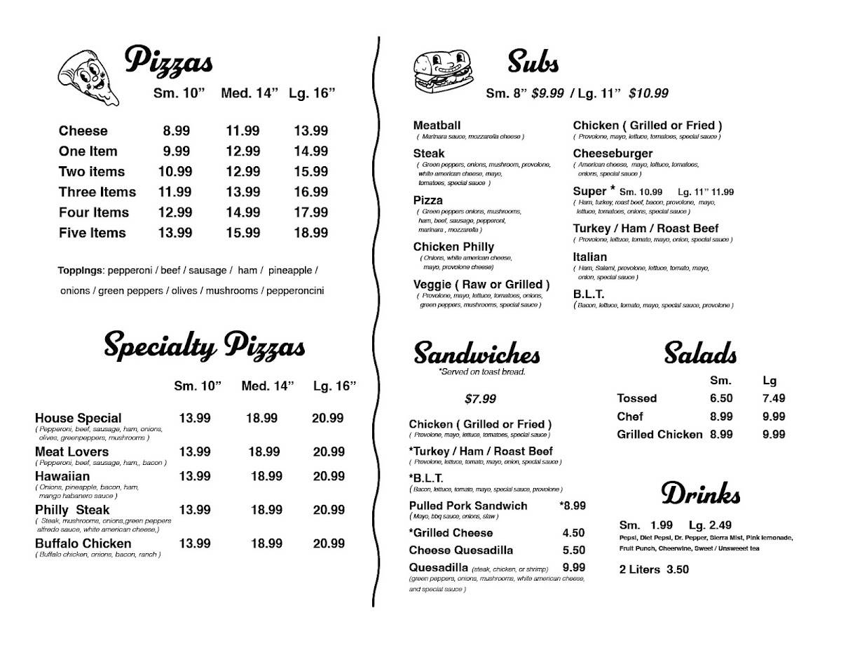 Menu at Penny's Restaurant, Oakboro