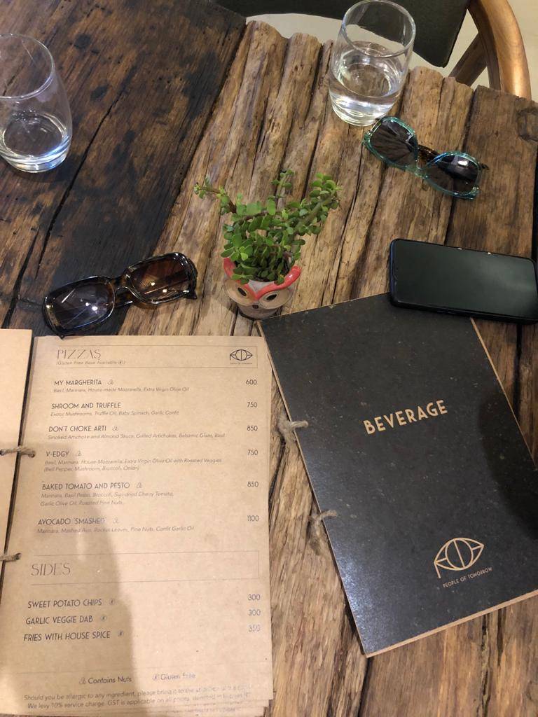 Menu at People of Tomorrow, New Delhi