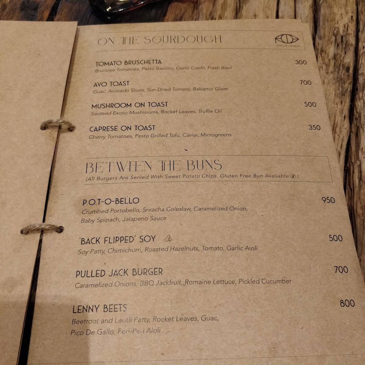 Menu at People of Tomorrow, New Delhi