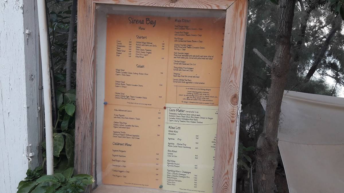 Menu at Serena Beach Restaurant, Pernera, Vrysoudion 115