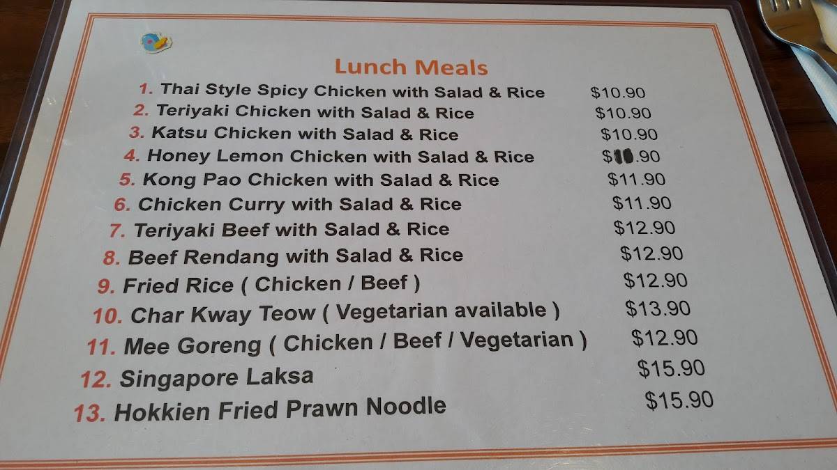 Menu at Fugu 8 Asian Cafe, West Leederville