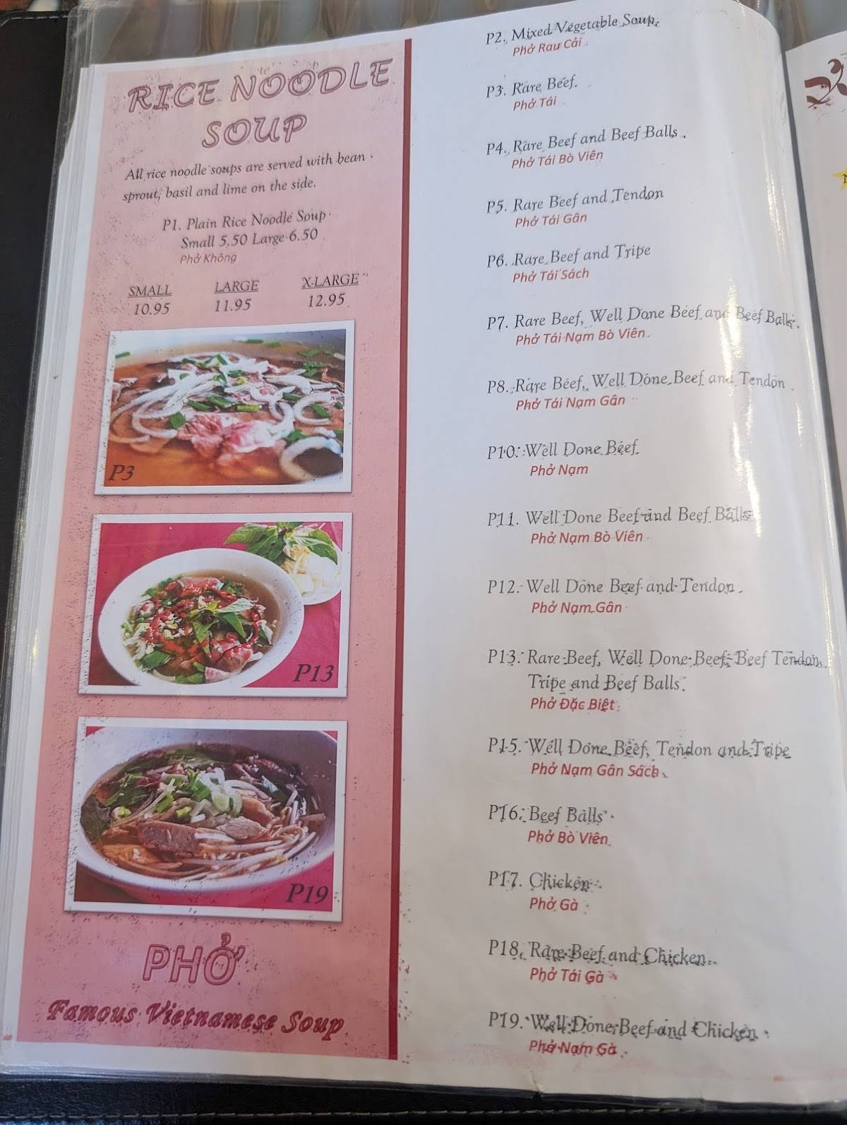 Menu at Pho Kinh Do Vietnamese Thai restaurant, Guelph, 650 Woodlawn Rd W