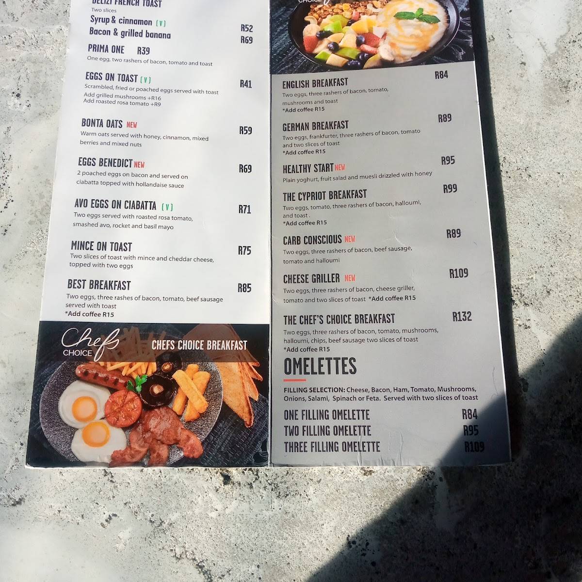 Menu at Piatto Mall Of the South restaurant, Johannesburg South