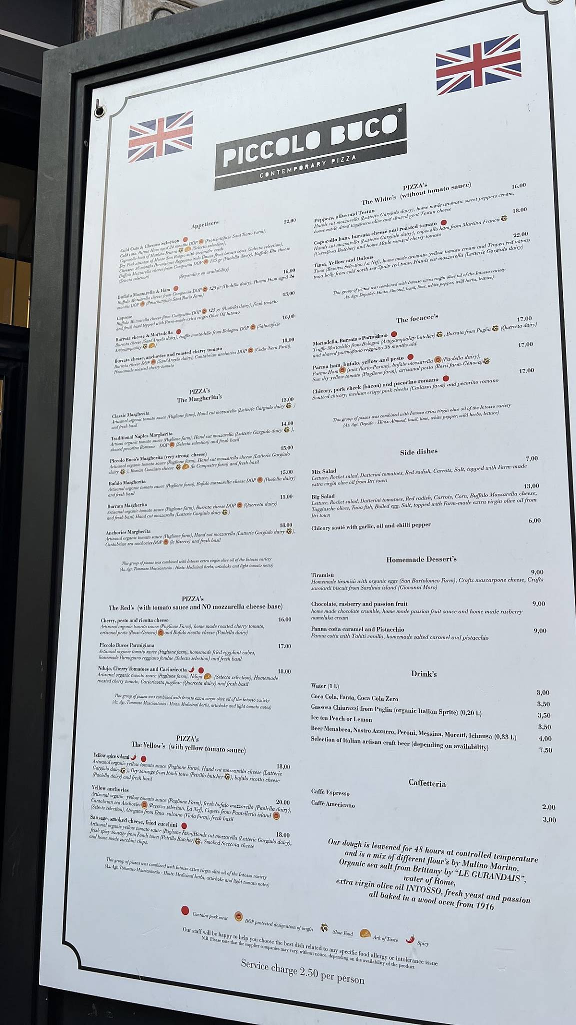 Menu au Piccolo Buco (NO PRENOTAZIONI-NO RESERVATIONS) restaurant, Rome