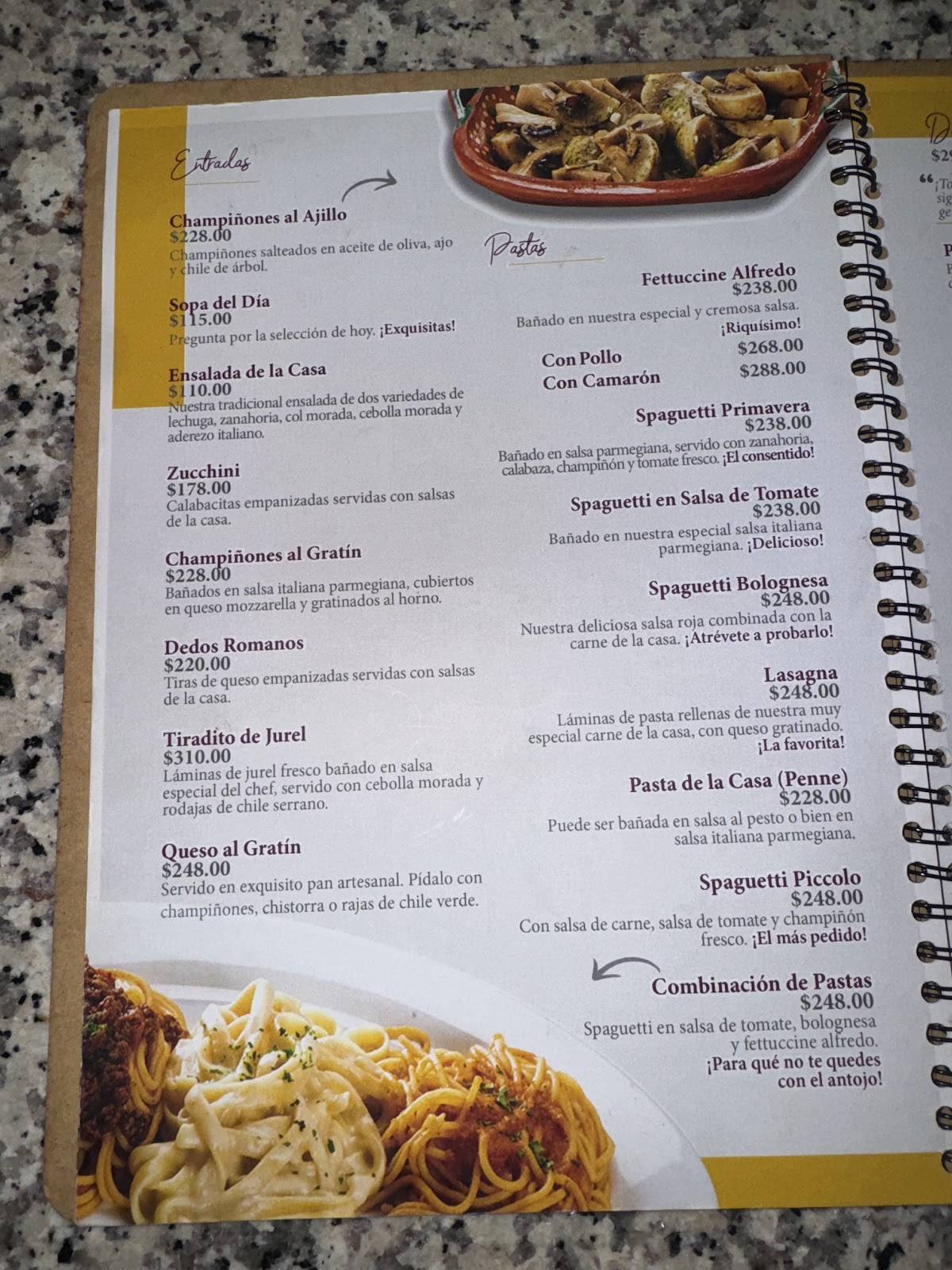 Menu at Piccolo restaurant, San Carlos, Blvd. Manlio Fabio Beltrones 337