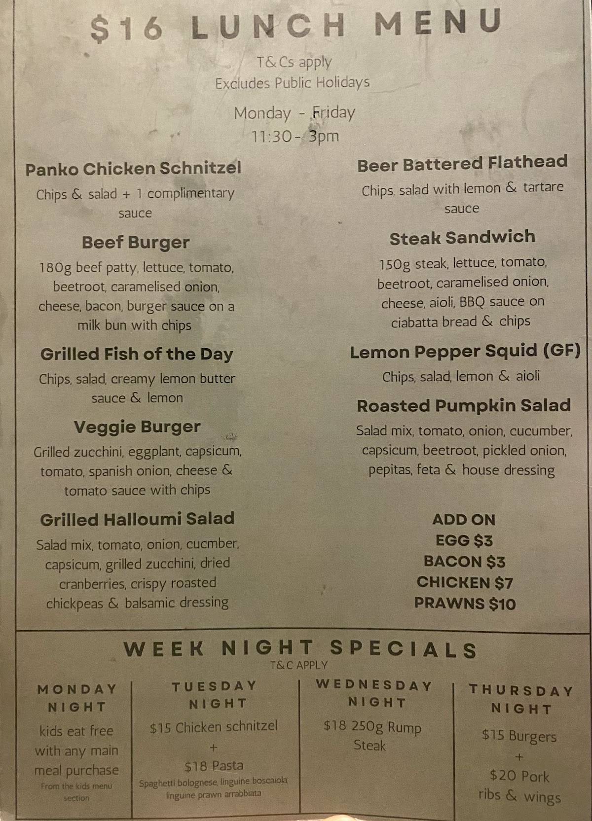 Menu at Picton Hotel pub & bar, Picton