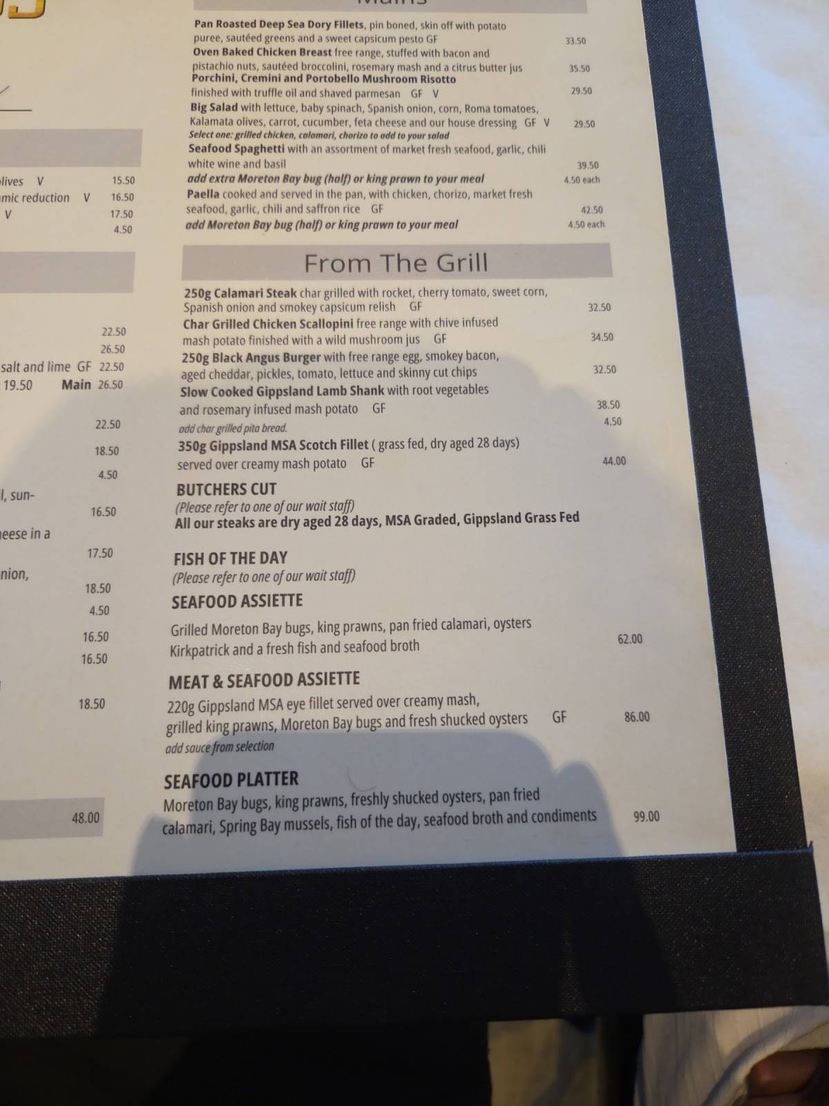 Menu at Pier 35 Bar & Grill, Port Melbourne