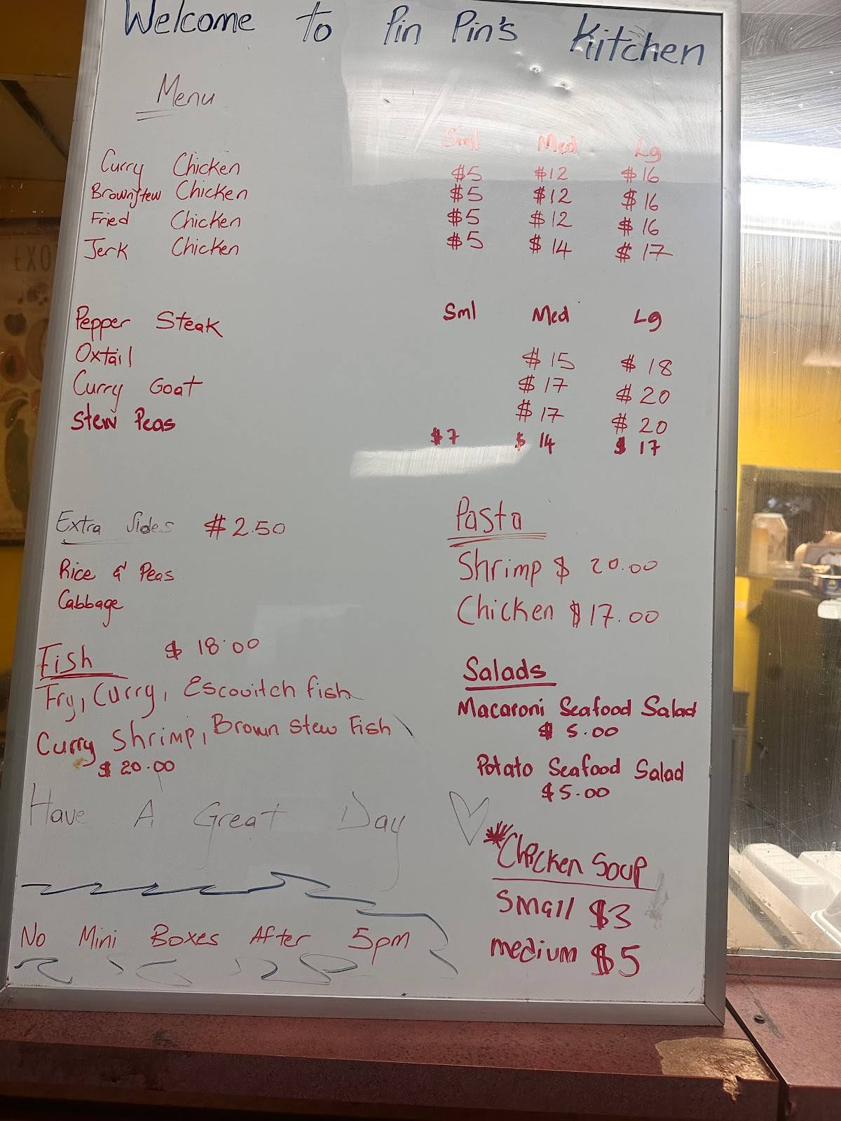 Menu at Pin pin's Kitchen - Jamaican restaurant, Cleveland