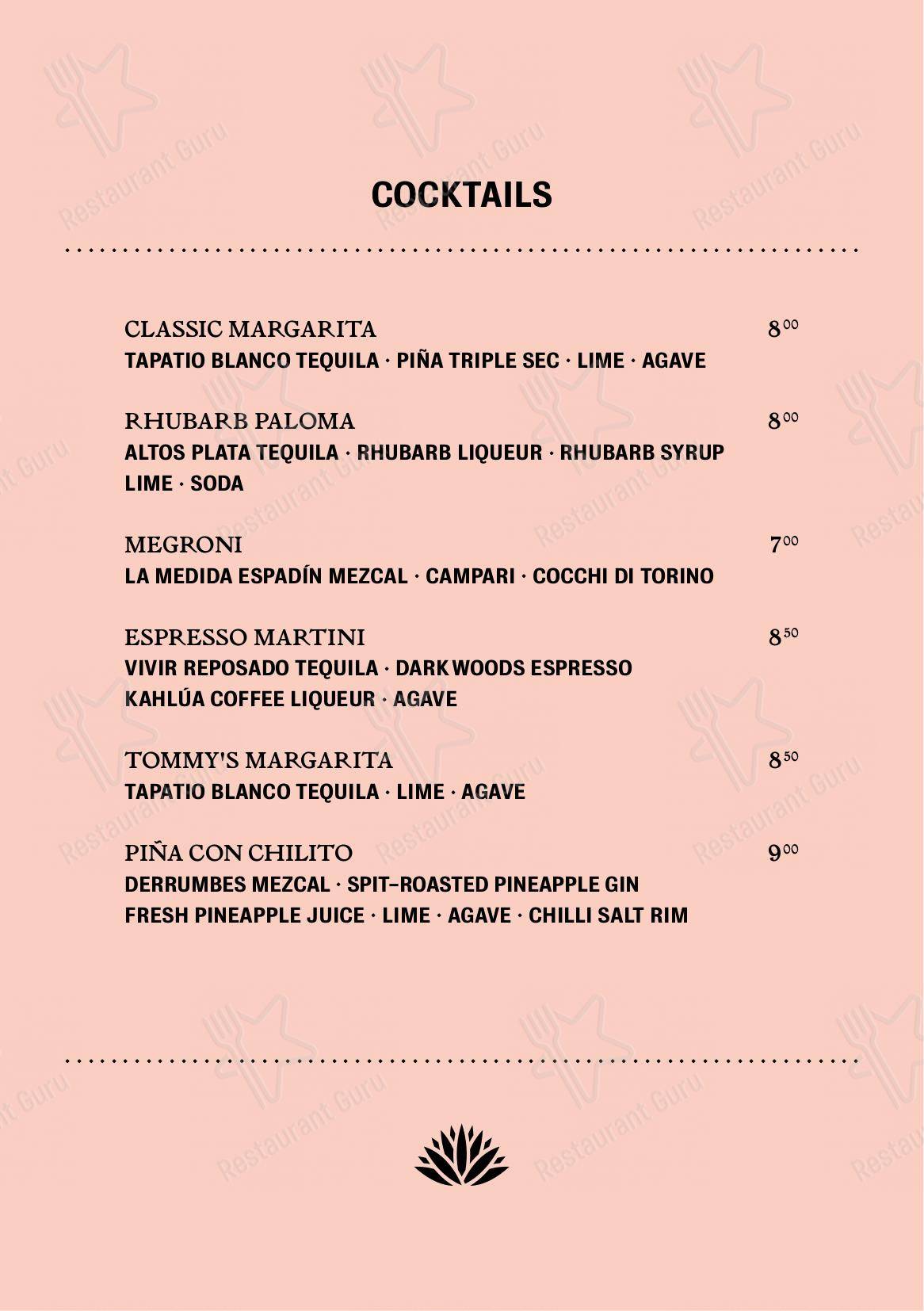 Menu at piña pub & bar, Sheffield