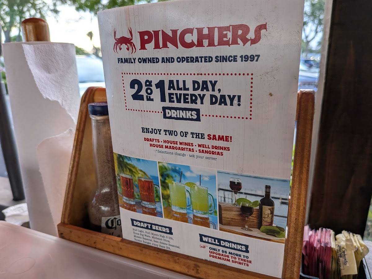 Menu at Pinchers pub & bar, Bonita Springs
