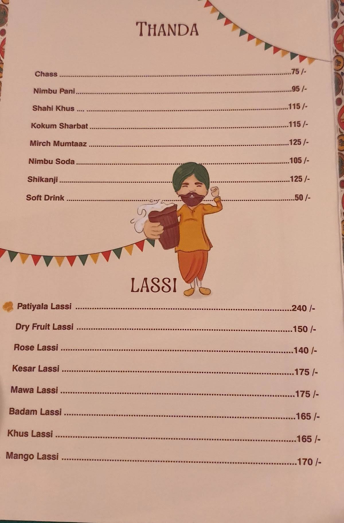 Menu at Pind Di Gali, Vadodara