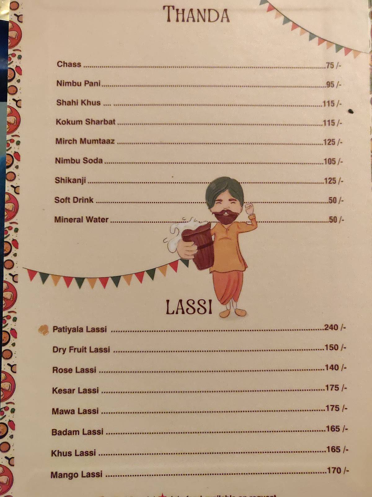 Menu at Pind Di Gali, Vadodara