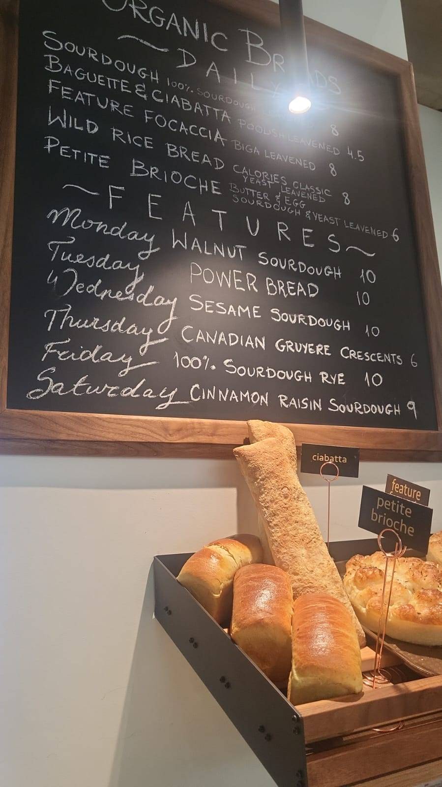 Menu at Pique cafe, Saskatoon