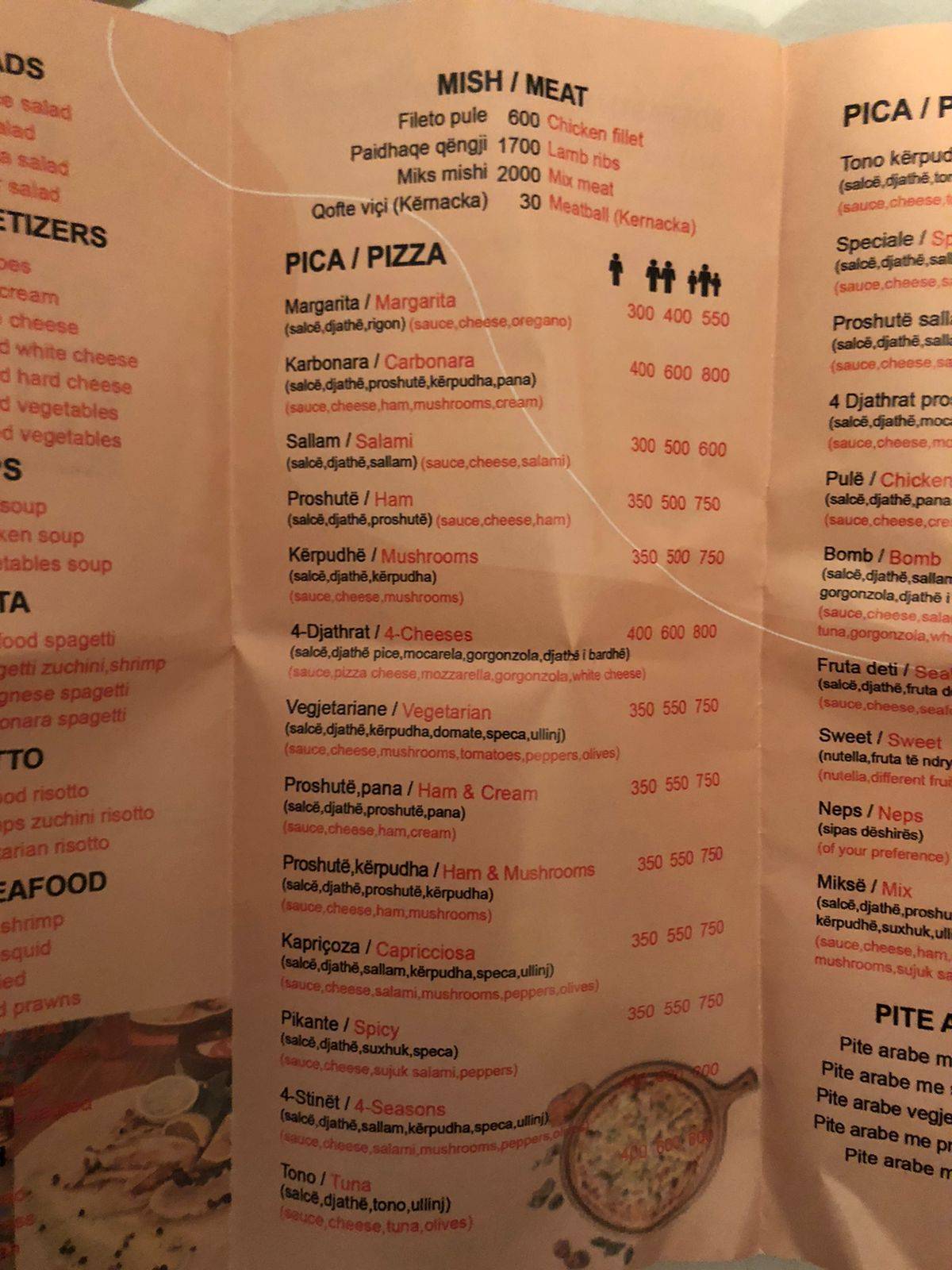 Speisekarte von Pizza Nepsi - Sarandë (Halal), Saranda