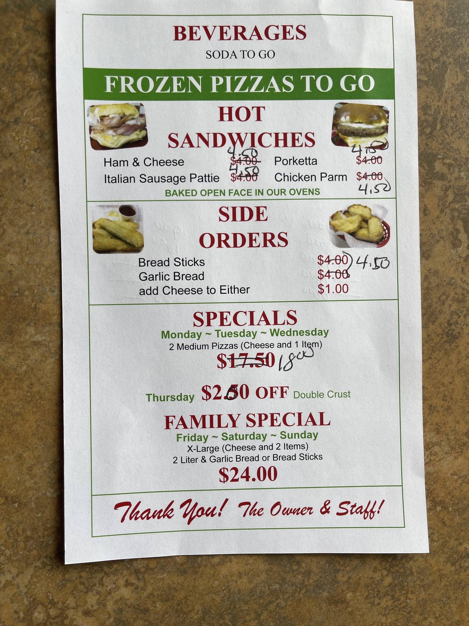 Menu at Pizza Oven pizzeria, Kingsford