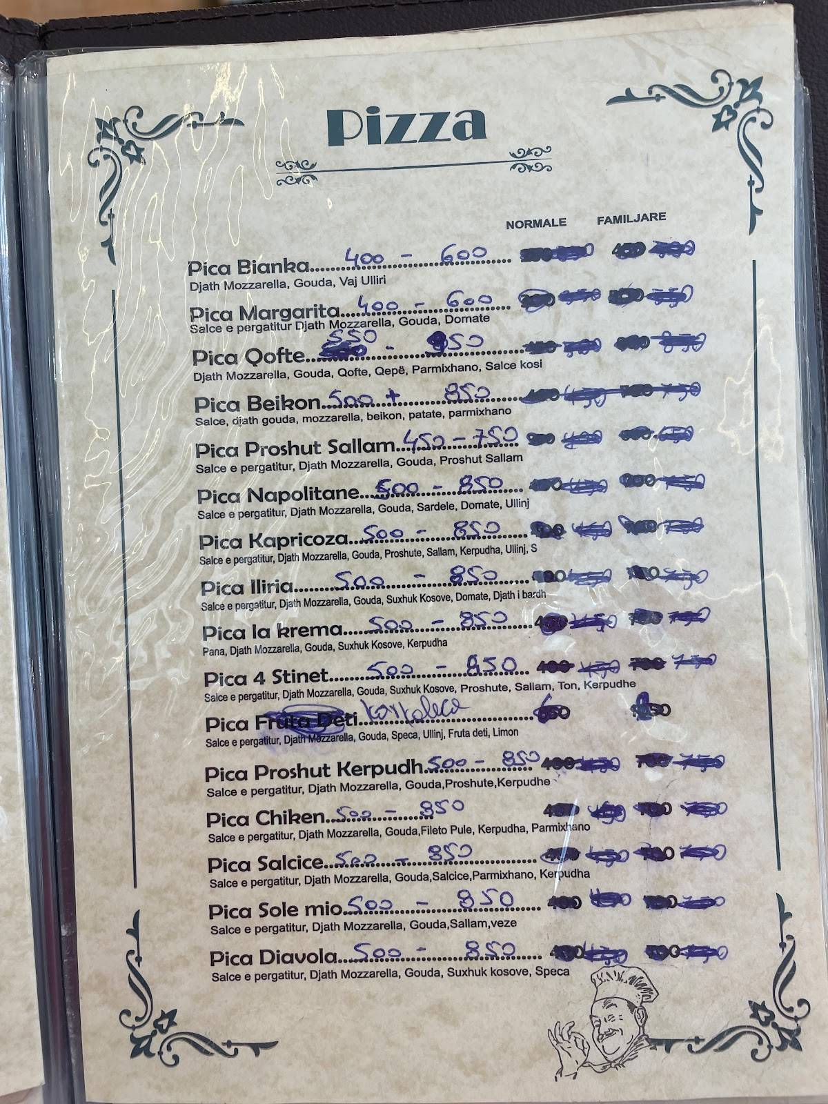Menu at Pizza Pasta Ogi 1 restaurant, Tirana