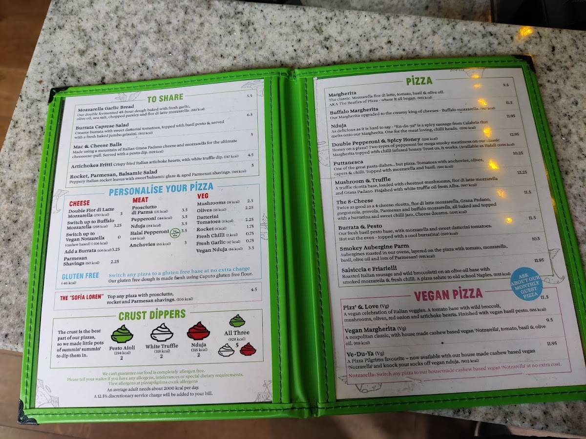 Menu at Pizza Pilgrims restaurant, Oxford, Westgate Centre Roof Terrace ...