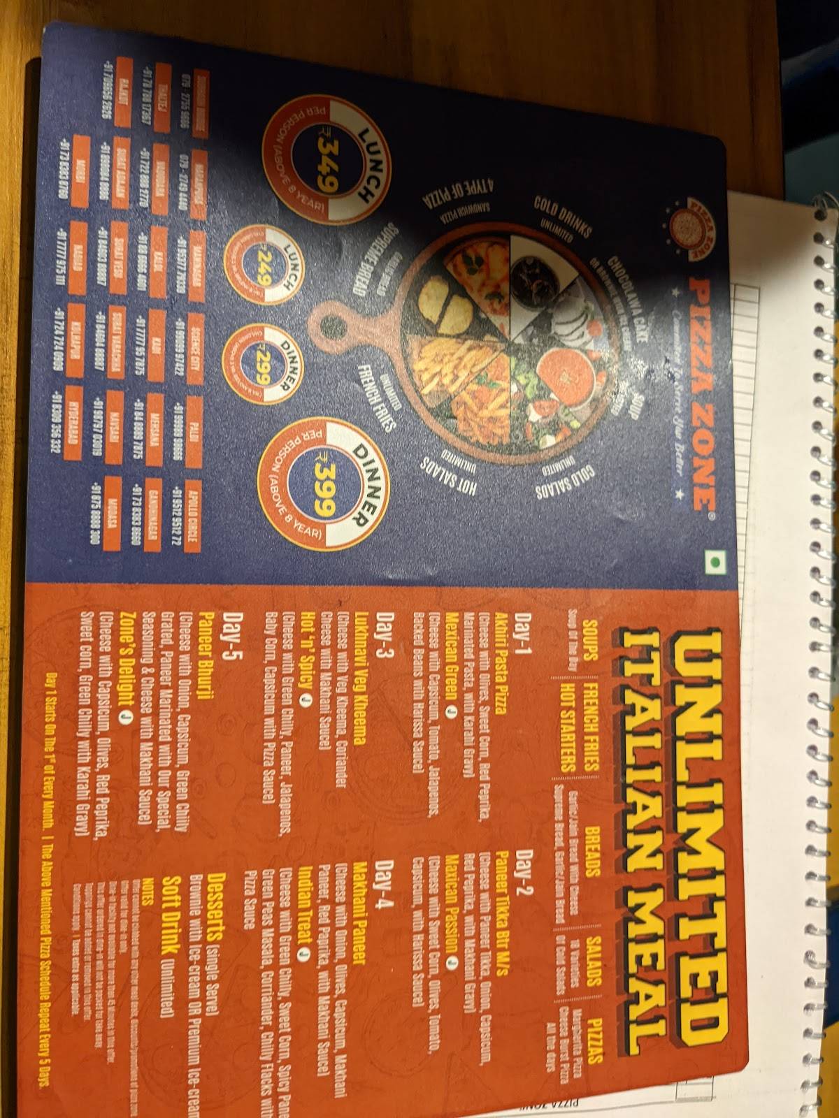 Menu at Pizza Zone Begumpet, Secunderabad, 160/1