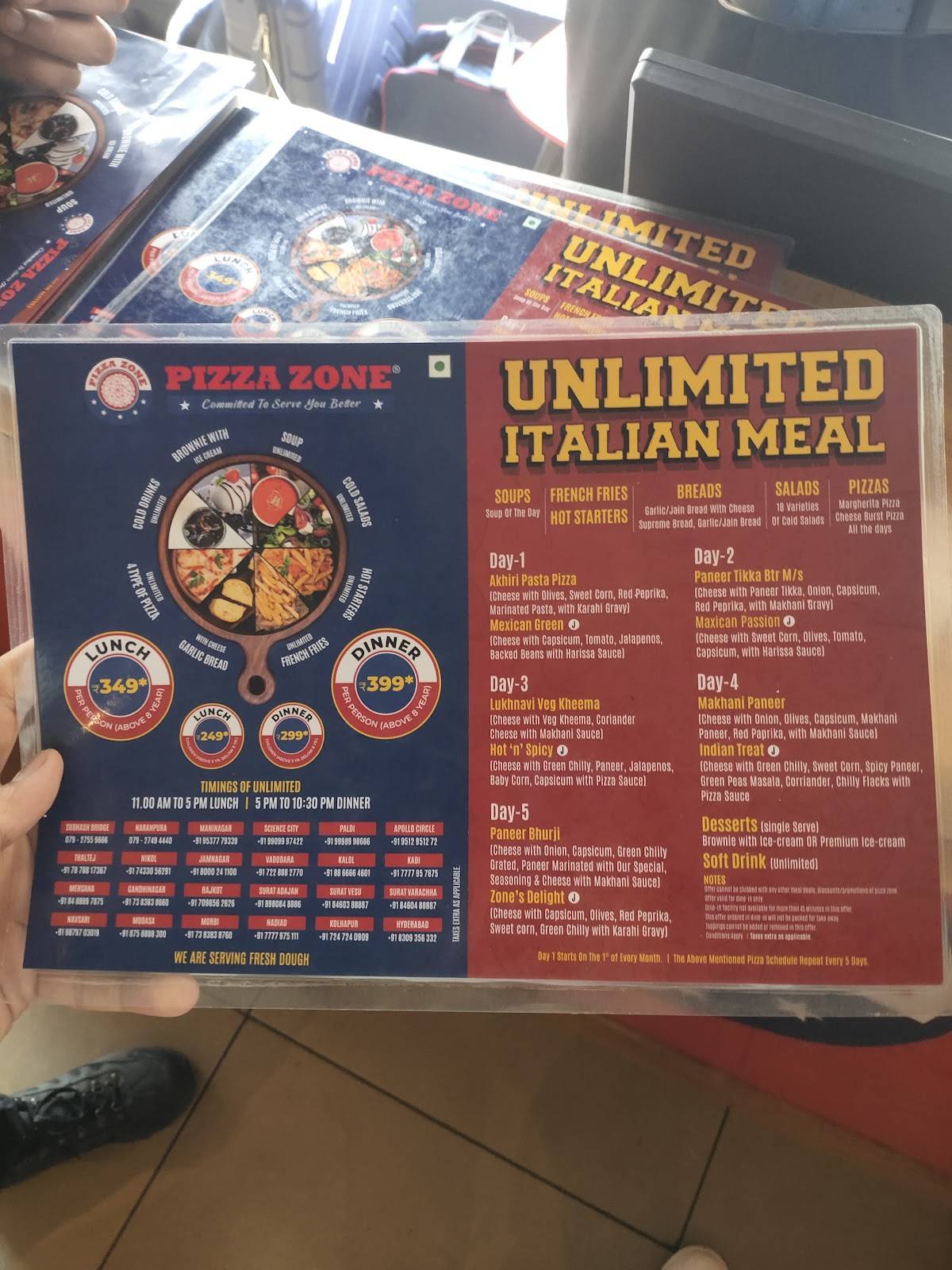 Menu at Pizza Zone Begumpet, Secunderabad, 160/1