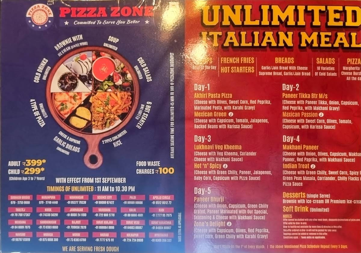 Menu at Pizza Zone Begumpet, Secunderabad, 160/1