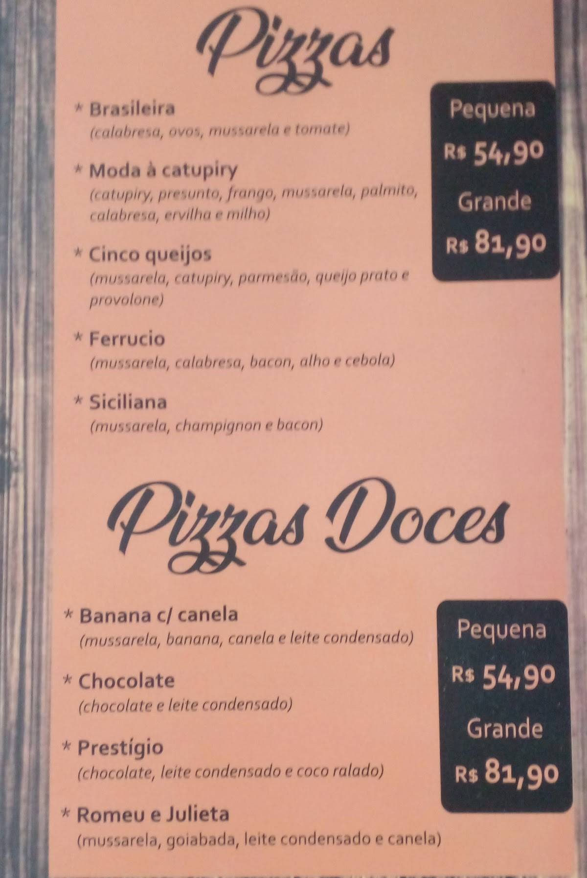 Menu em Pizza & Cia restaurante, Apucarana