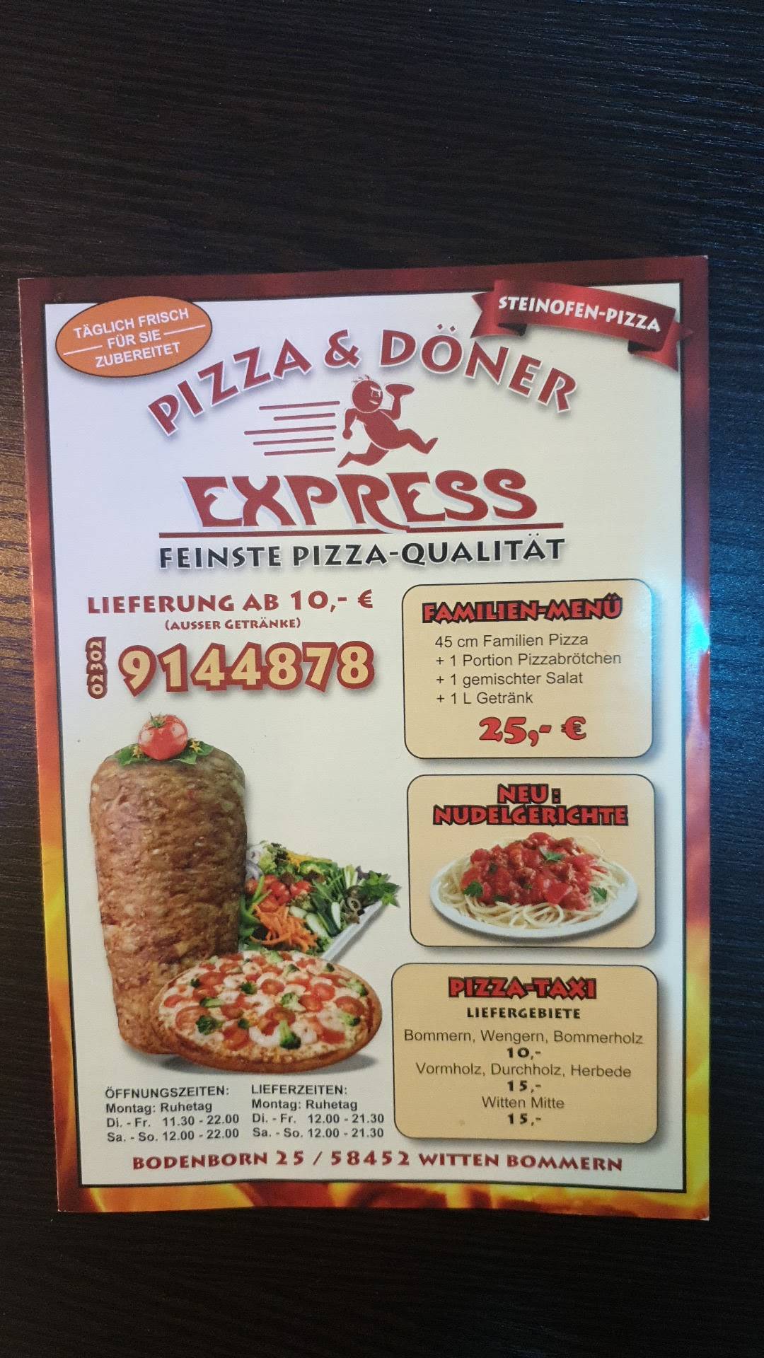 Speisekarte von Pizza & Döner Express, Witten