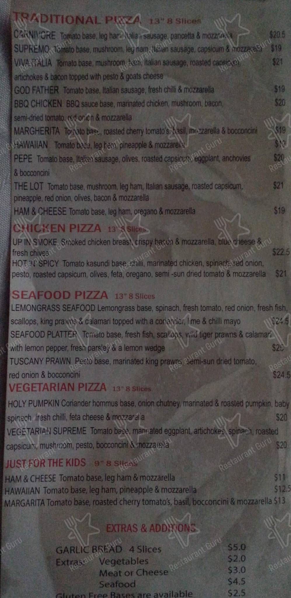 Menu at Pizza with Attitude Coogee restaurant, Coogee