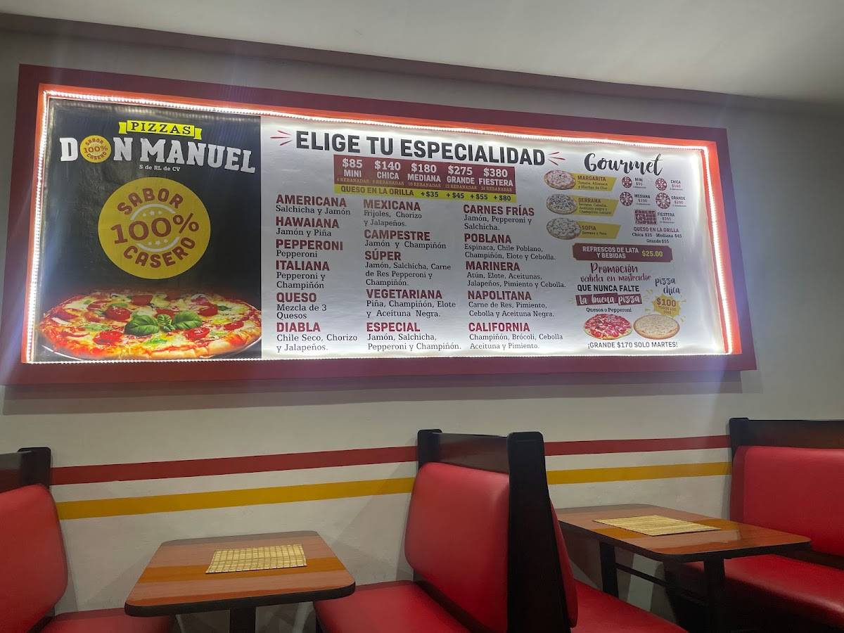 Carta del restaurante Pizzas Don Manuel, Poza Rica