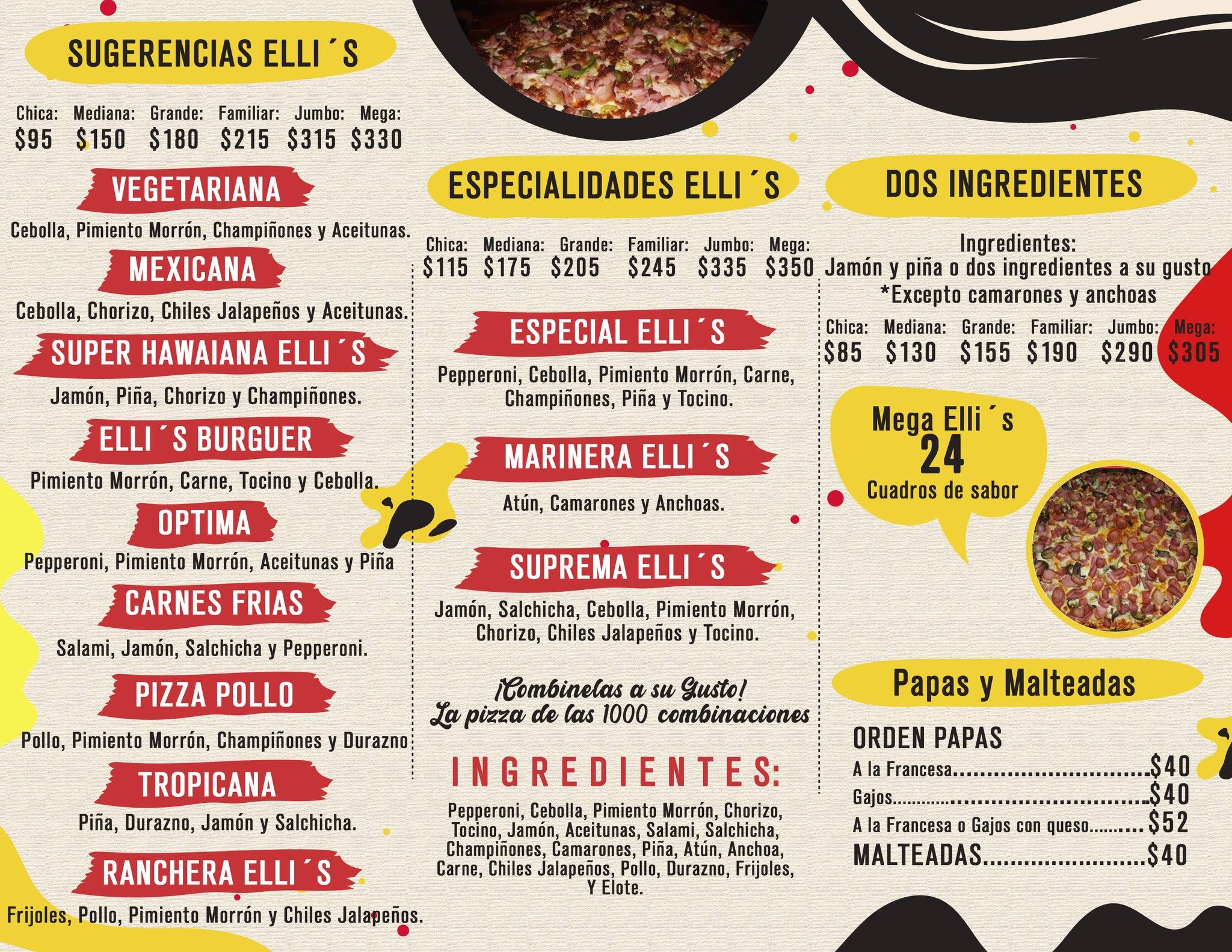 Carta del restaurante Pizzas Elli´s, Chilpancingo del los Bravo, Calle